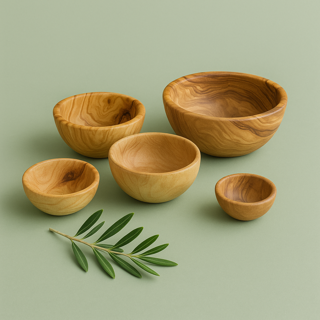 Olive Wood Nesting Bowl Set (5 Pieces) | Handcrafted & Sustainable ...
